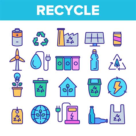 Recycle Garbage Sorting Vector Linear Icons Set 9755035 Vector Art At