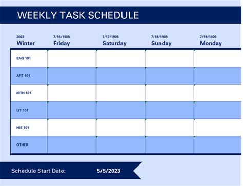 Weekly Task Schedule