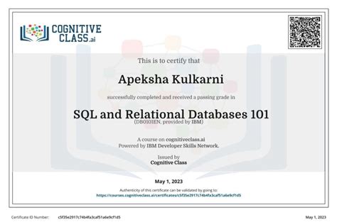 apeksha kulkarni on linkedin ibm sql rdbms data certification