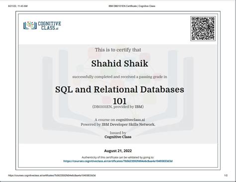 Cognitive Class By Ibm For Dbms Skills Shahid Shaik Posted On The
