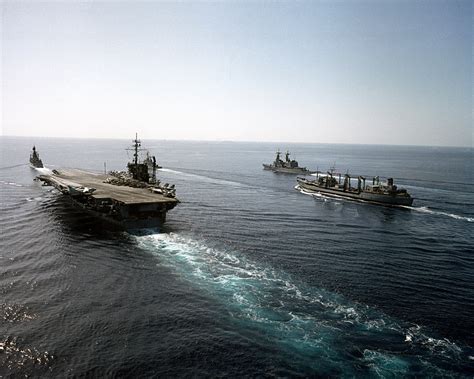 An Aerial Port Quarter View Of The Aircraft Carrier Uss America Cv 66