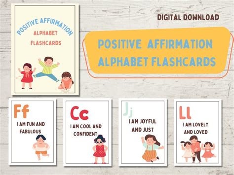 Positive Affirmation Alphabet Flash Cards Alphabet Flash Etsy Canada