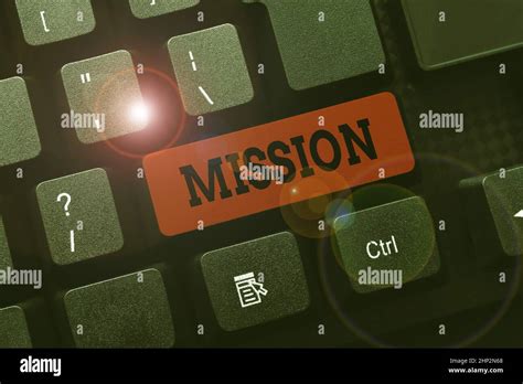 Hand Writing Sign Mission Business Showcase Corporate Goal Important