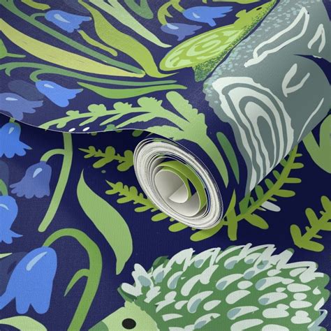 Bluebell Woodland Biome Dark Wallpaper Wallpaper Spoonflower