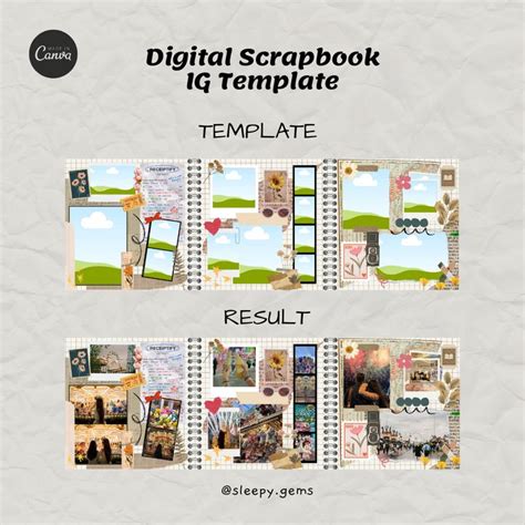 Digital Scrapbook Instagram Template 10 Free Designs For Your Feed In