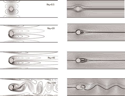 Flow Past A Circular Cylinder Vorticity On The Left And Stream Line On