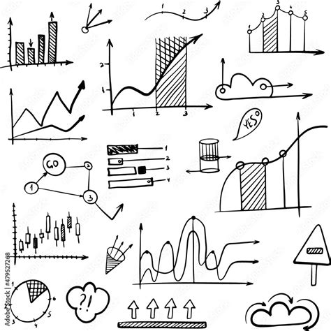 Various Vector Doodle Complex Charts Of Profit And Fall Of Investments