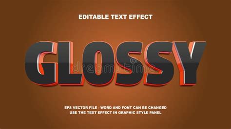 Editable Text Effect Glossy Dark 3d Vector Template Stock Vector