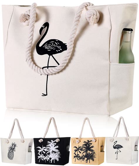Prahalum Beach Bags For Women Waterproof Sandproof Large Canvas Beach