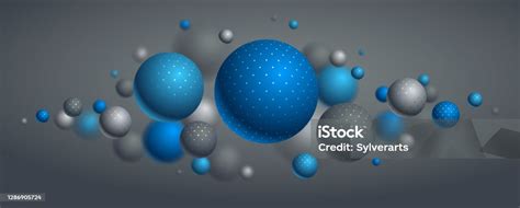 추상 점구 벡터 배경 점으로 장식 된 비행 공의 구성 3d 혼합 현실적인 지구 필드 효과의 현실적인 깊이 3차원 형태에 대한