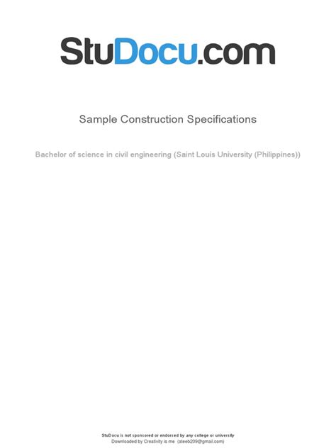 Sample Construction Specifications Pdf Plumbing Concrete