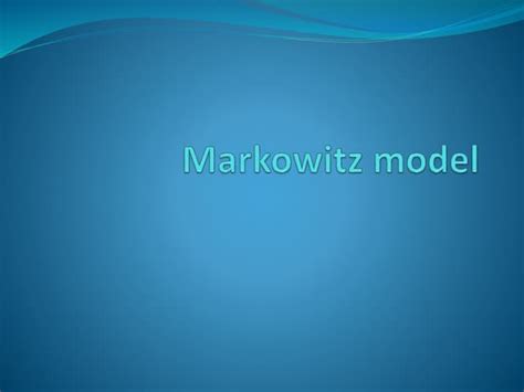 portfolio markowitz model