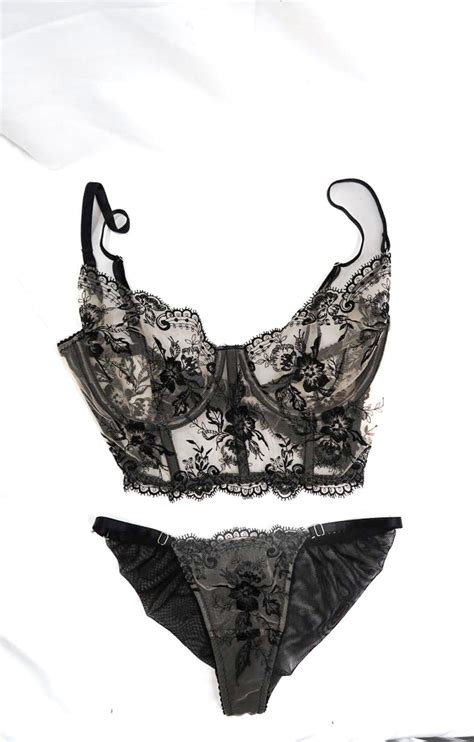 Lena The Plug Black Lace Bustier And Panty Set Fans Utopia