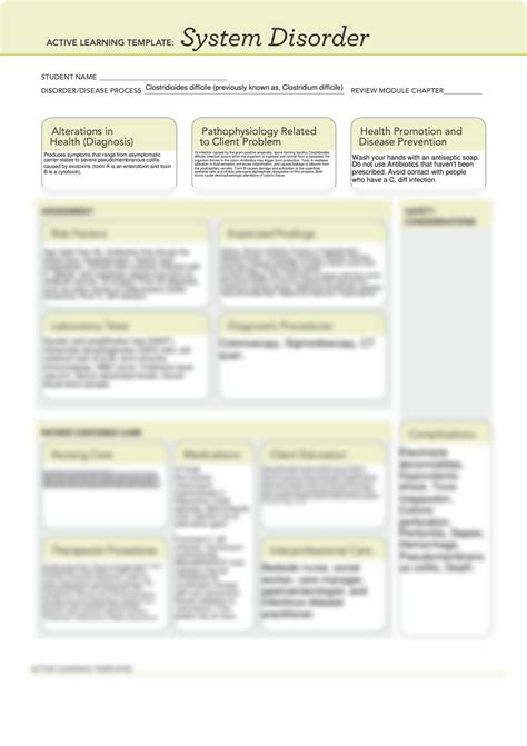 Solution Ati System Disorder Template Clostridium Difficile Filled In A Filled In Ati Active