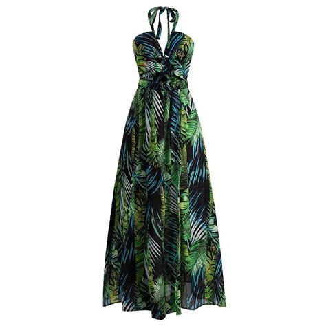 Womens Fashion Dresses Sexy Wrapped Chest Printed Sleeveless Hollow Out