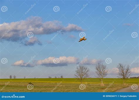 A Spray Plane Applies Chemicals To A Field Agricultural Aviation Stock Image Image Of