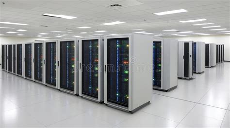 A Modern Data Center Featuring Rows Of Efficient Server Racks Stock Illustration Illustration
