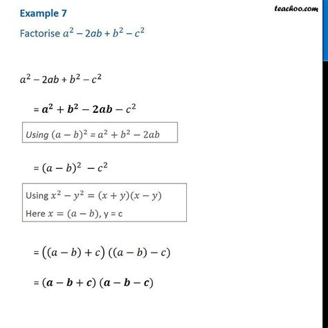 Example 7 - Factorise a^2 - 2ab + b^2 - c^2 - Chapter 14 Class 9 NCERT