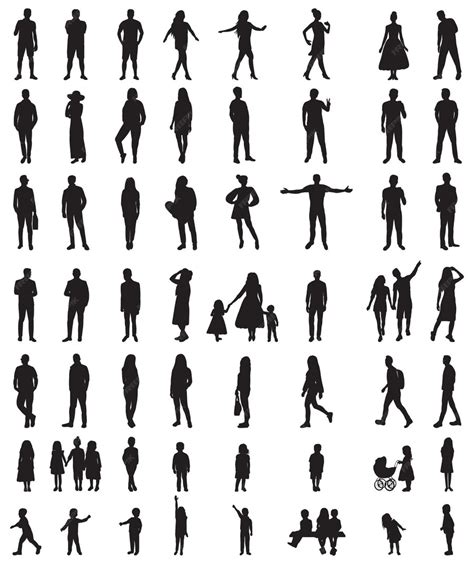 Premium Vector People Collection Black Silhouette Isolated Vector