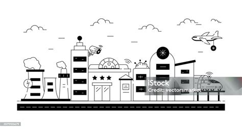 A Linear Vector Showcasing Secure Iot City Intelligent Structures And