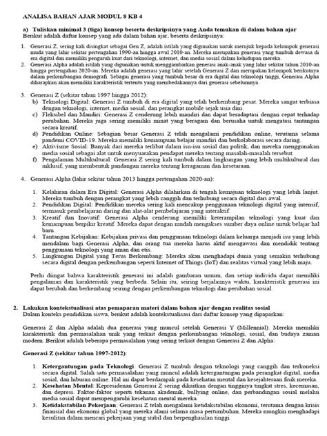 Analisa Bahan Ajar Modul 8 Kb4 Pdf