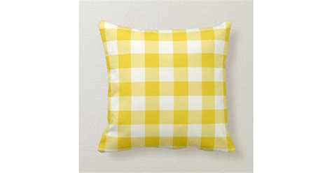 Lemon Yellow Gingham Throw Pillow Zazzle