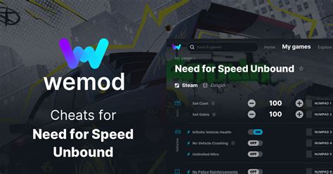 Need For Speed Unbound Cheats Trainers For PC WeMod