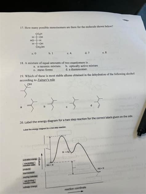 Solved 17 How Many Possible Stereoisomers Are There For The