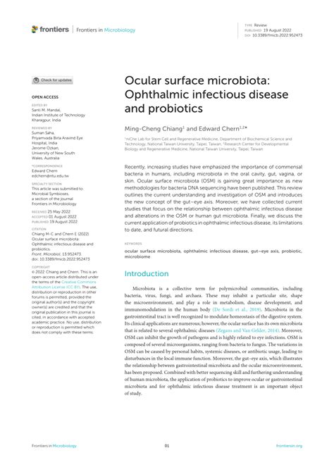 Pdf Ocular Surface Microbiota Ophthalmic Infectious Disease And