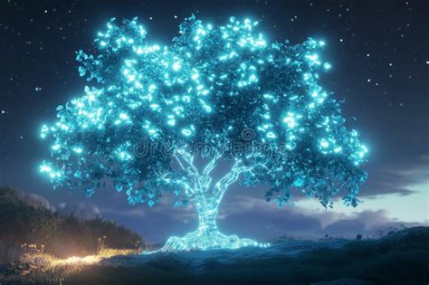 The Glowing Tree Is A Symbol Of Sustainable Technology And Ai Powered