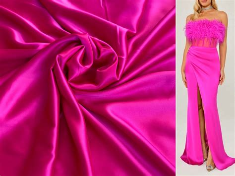 Luxury Fuchsia Stretch Satin Fabric Vibrant Fuchsia Satin Ideal For
