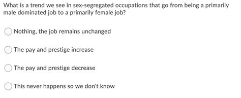 Solved What Is A Trend We See In Sex Segregated Occupations