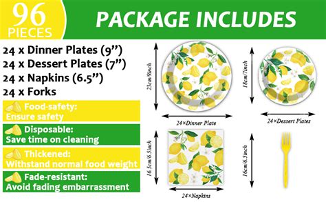 Wiooffen 96 Pcs Lemon Party Yellow Lemons Summer Party