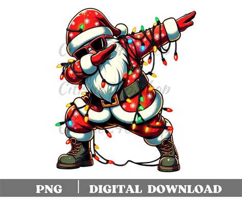 Dabbing Santa Png Christmas Lights Png Merry Christmas Png Funny