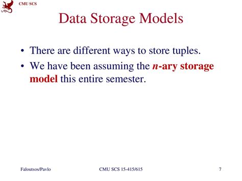 Faloutsos Pavlo C Faloutsos A Pavlo Lecture 25 Column Stores Ppt