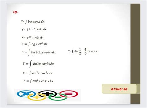 Solved Q1 Y S Inx Cosx Dx Y S In X Cos2x Dx Y E3x Sin5x