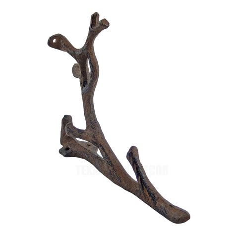 2 Cast Iron Tree Branch Shelf Brackets Rustic Antique Brown 7 1 4 X 6 1