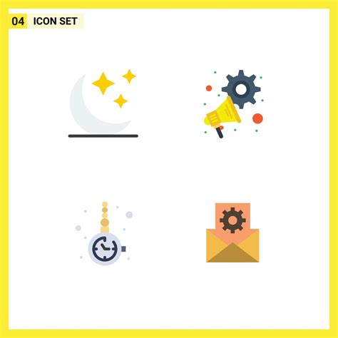 Modern Set Of 4 Flat Icons And Symbols Such As Crescent Fashion