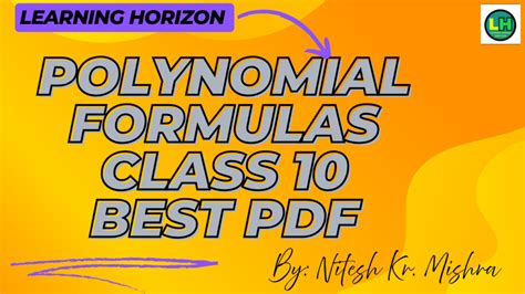 Polynomial Formulas Class 10 Best Pdf