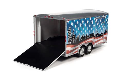 Four Wheel Enclosed Trailer Patriotic Colors Auto World Amm1300 1