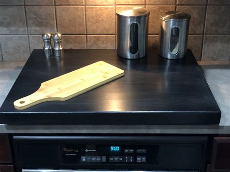 Black Wood Gas And Electric Stove Top Cover Handmade Custom Noodle
