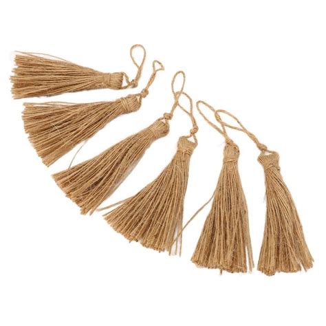 Natural Jute Tassels Natural Jute Craft Tassels 6 Pieces For Craft