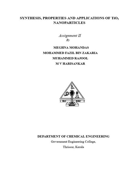 Synthesis Properties And Applications Of Tio2 Nanoparticles Pdf Titanium Dioxide Nanoparticle