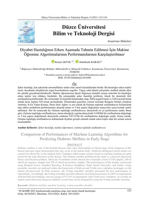 Pdf Comparison Of Performances Of Machine Learning Algorithms For Predicting Diabetes Mellitus