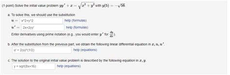 Solved Point Solve The Initial Value Problem Yy X X Y Chegg