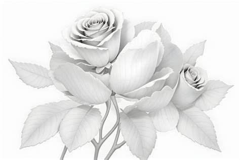 Premium Photo A Rose With Leaves And Leaves On It Coloring Pages