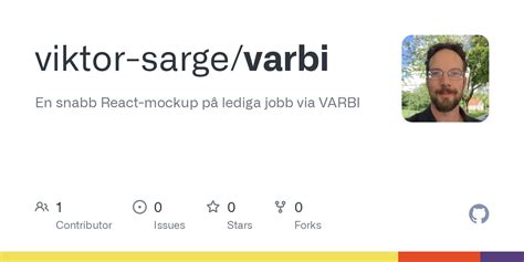 GitHub viktor sarge varbi En snabb React mockup på lediga jobb via VARBI