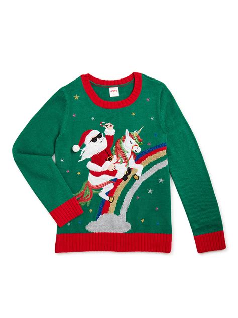 Holiday Time Girls 3d Embellished Christmas Sweater Sizes 4 18 And Plus