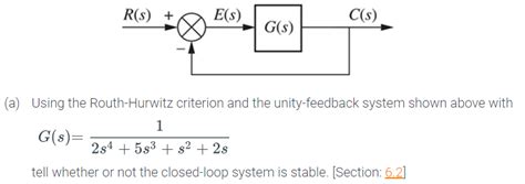 solved a using the routh hurwitz criterion and the