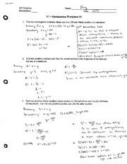 Ap Calc Optimization Wkst Answers AP Calculus Name Jig Worksheets Library